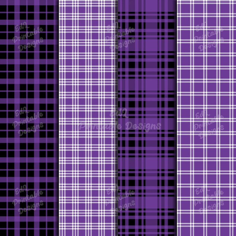 Purple Buffalo Plaid Digital Paper Pack, Printable Background Papers ...