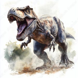 20 T-rex Clip Art, Watercolor Tyrannosaurus Printable Images, Ferocious ...