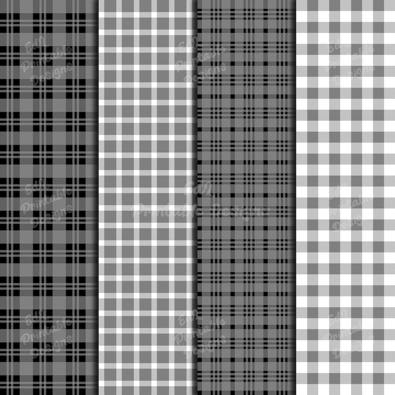 Gray Buffalo Plaid Digital Paper Pack, Tartan Scrapbook (digital ...
