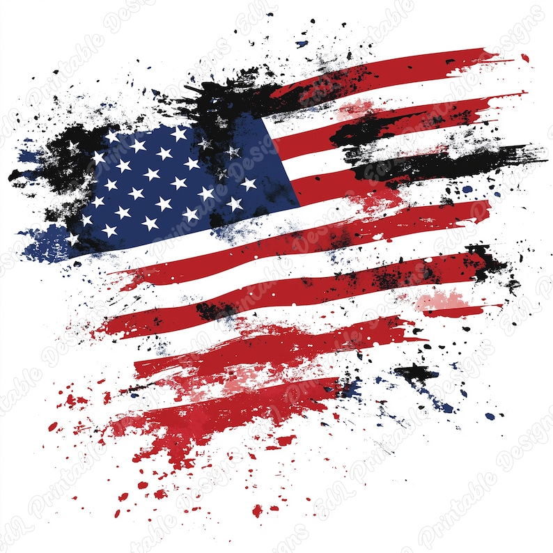 Distressed American Flag Clip Art, Grunge USA Patriotic Graphics ...