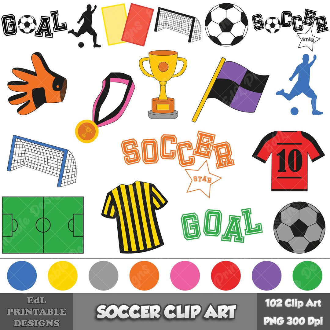102 Soccer Clip Art, Football Elements Png, Printable Soccer Party ...