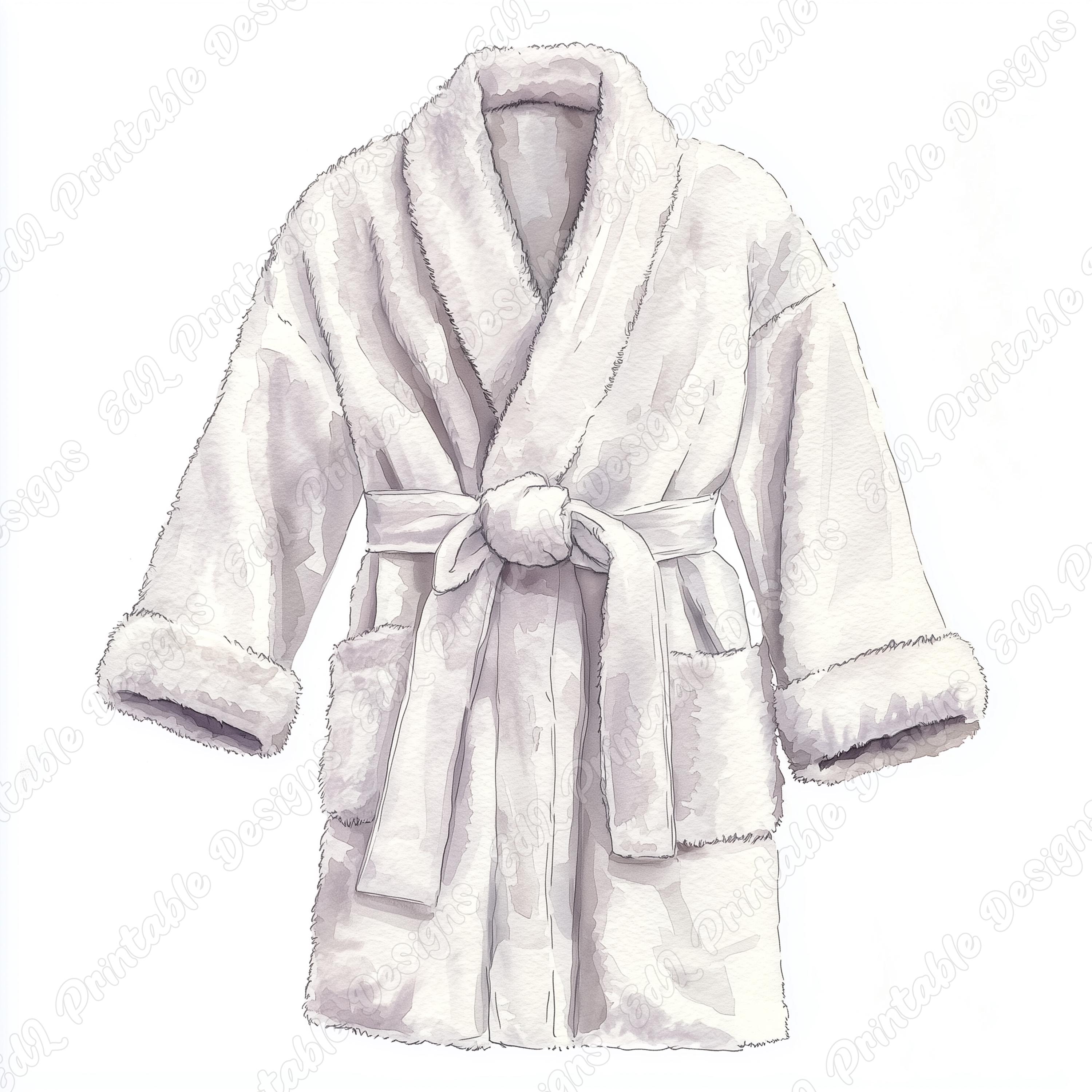 Watercolor Bathrobe Clip Art, Fluffy Spa Robe Images (digital Download ...
