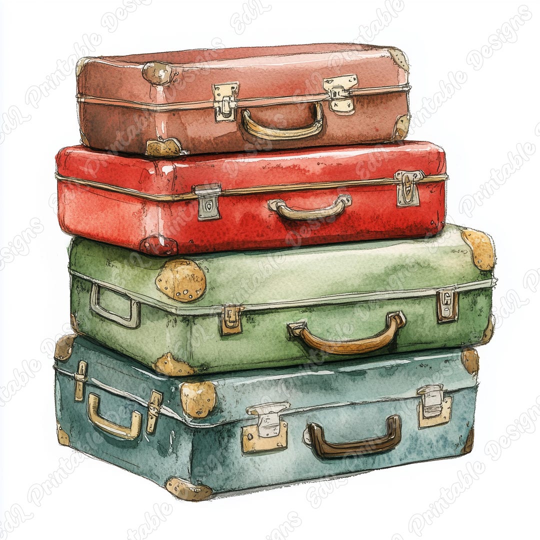 20 Stack of Suitcases Clip Art, Vintage Suitcase Printable Images ...