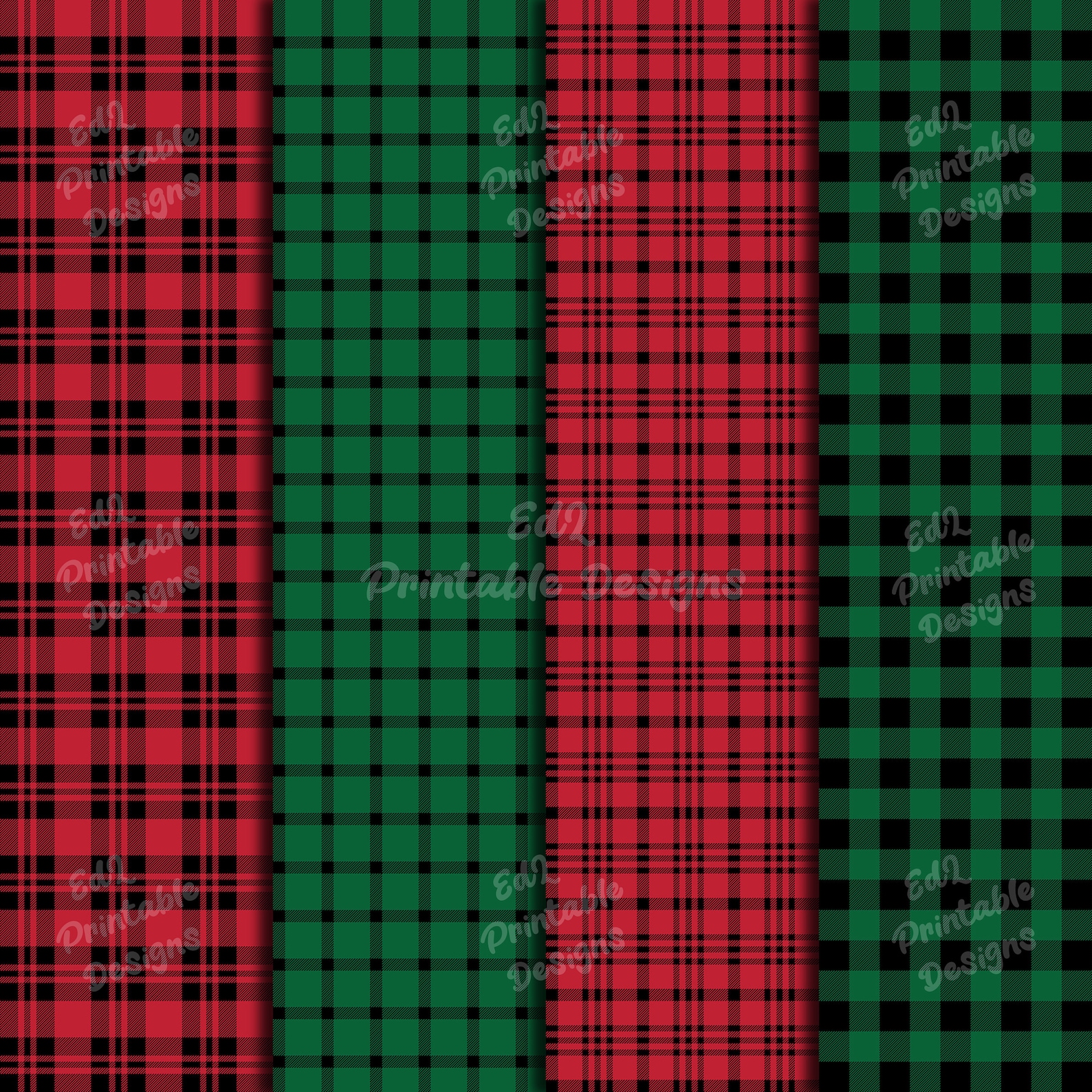 Christmas Buffalo Plaid Digital Paper, Green & Red, Scrapbook (digital ...