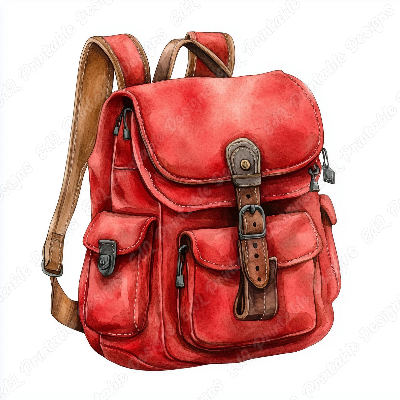 Watercolor Backpack Clip Art, School Bag Illustrations (JPG Digital ...