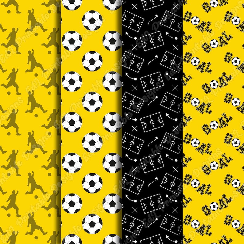 Yellow Soccer Ball Digital Paper, Sports Theme (digital Download) - Etsy