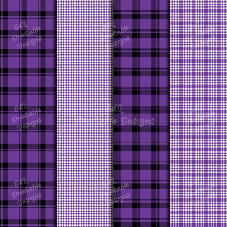 Purple Buffalo Plaid Digital Paper Pack, Printable Background Papers ...
