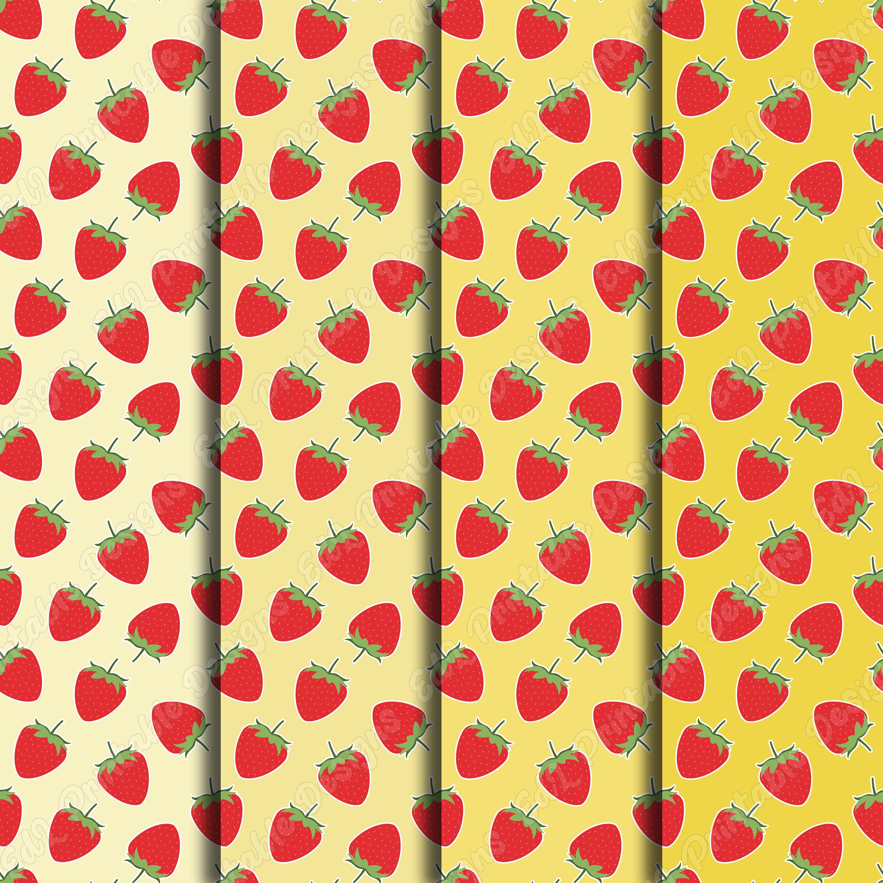 Strawberry Pattern Digital Paper, Summer Fruit Printable Background ...