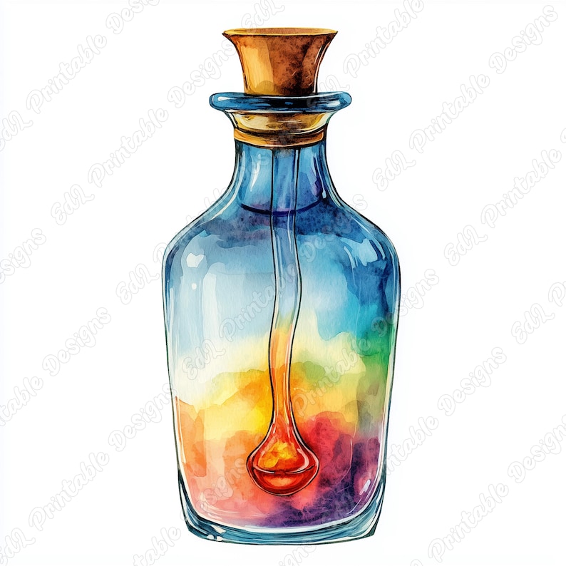 20 Potion Bottles Clip Art, Printable Image, Witch Potion Bottle ...