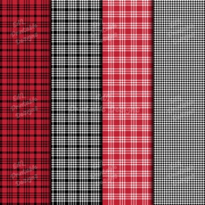Red and Black White Buffalo Plaid Digital Paper, Printable Tartan ...