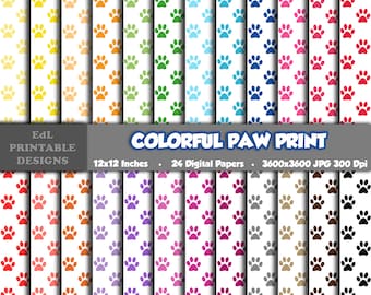 Paw Print Confetti Digital Paper, Animal Paw Printable Background ...