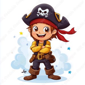 Pirate Boy Clipart, Cartoon Little Children Printable Images (digital ...
