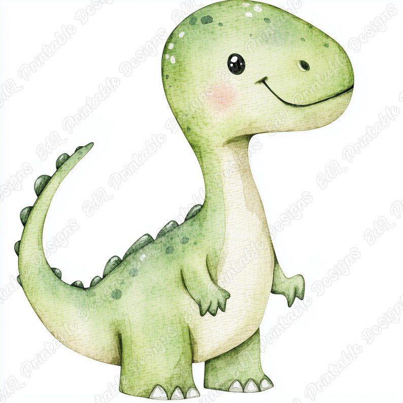 Watercolor Dinosaur Clipart, Baby Dino Nursery JPG Set (digital ...