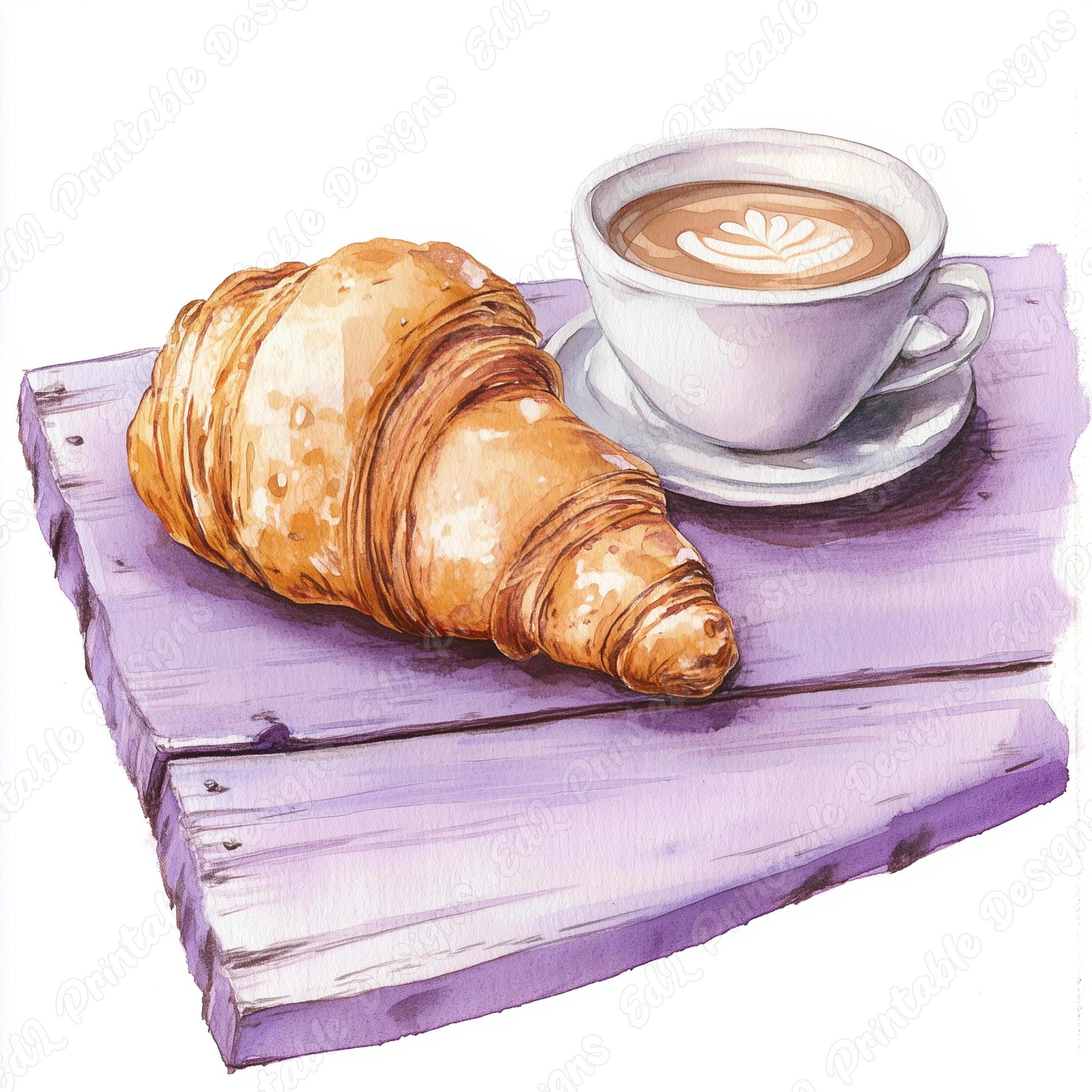 Croissant and Coffee Clip Art, Cafe Theme Designs (JPG Bundle) - Etsy