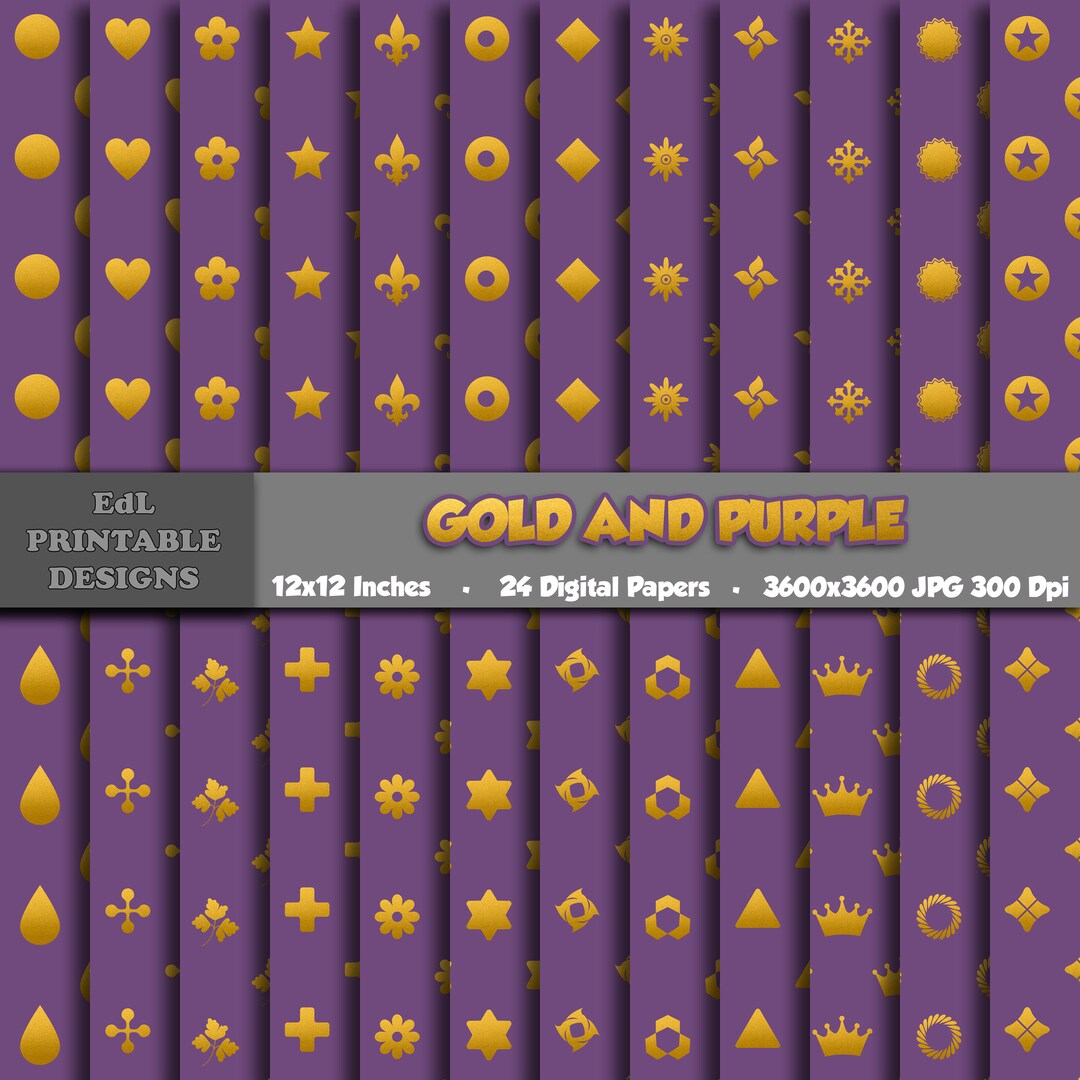 Gold and Purple Digital Paper Pack, Luxury Glam Patterns (digital ...