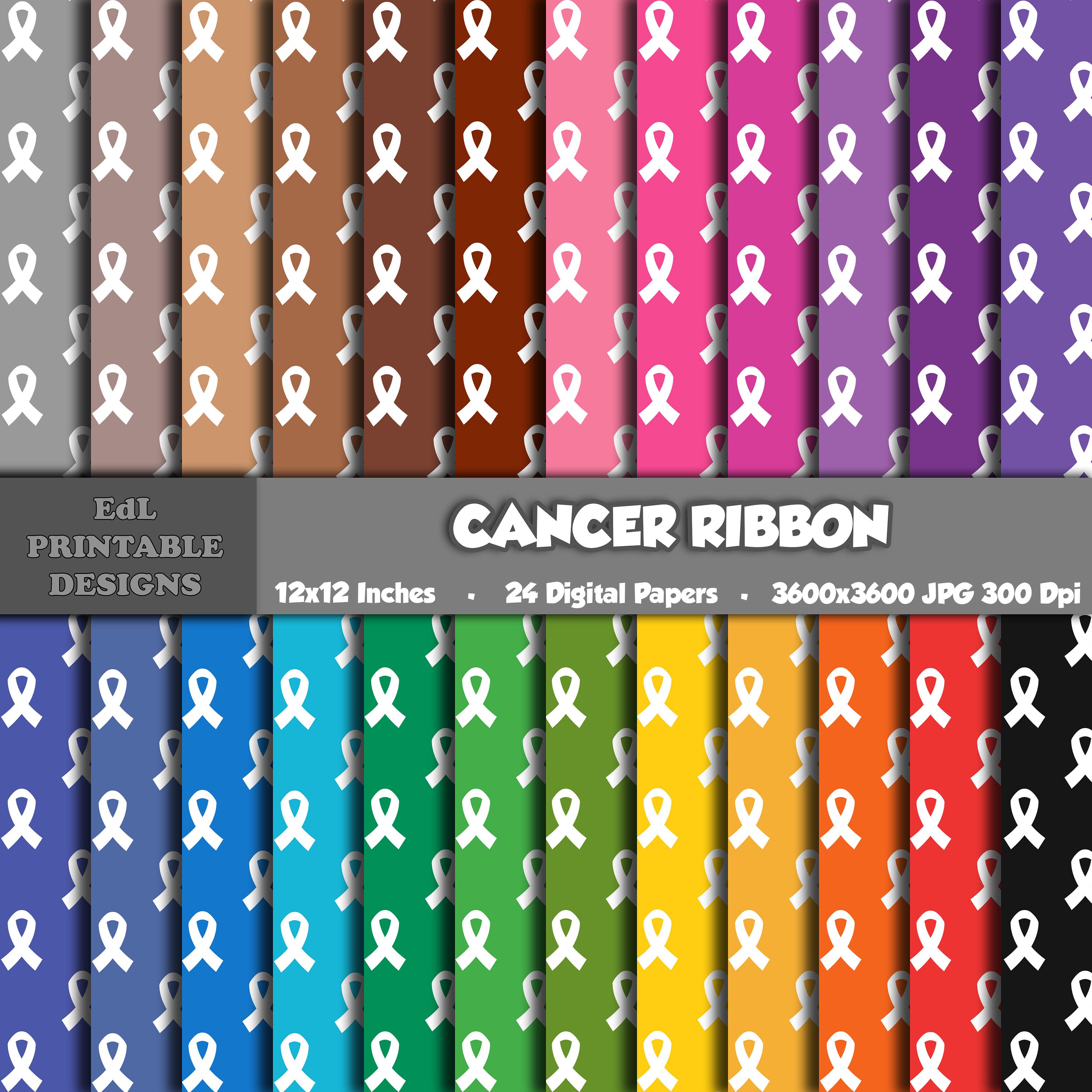 Cancer Ribbon Digital Paper Awareness Printable Background - Etsy