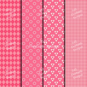 Music Patterns Digital Paper, Shades of Pink Printable Background ...
