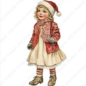 20 Vintage Christmas Girl Clip Art, 1920s Retro Kids Printable Image ...