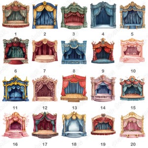 Watercolor Theater Stage Clip Art, Vintage Printable Images (JPG Set ...