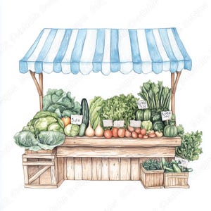 20 Cute Vegetable Stall Clip Art, Market Stalls Printable Images ...