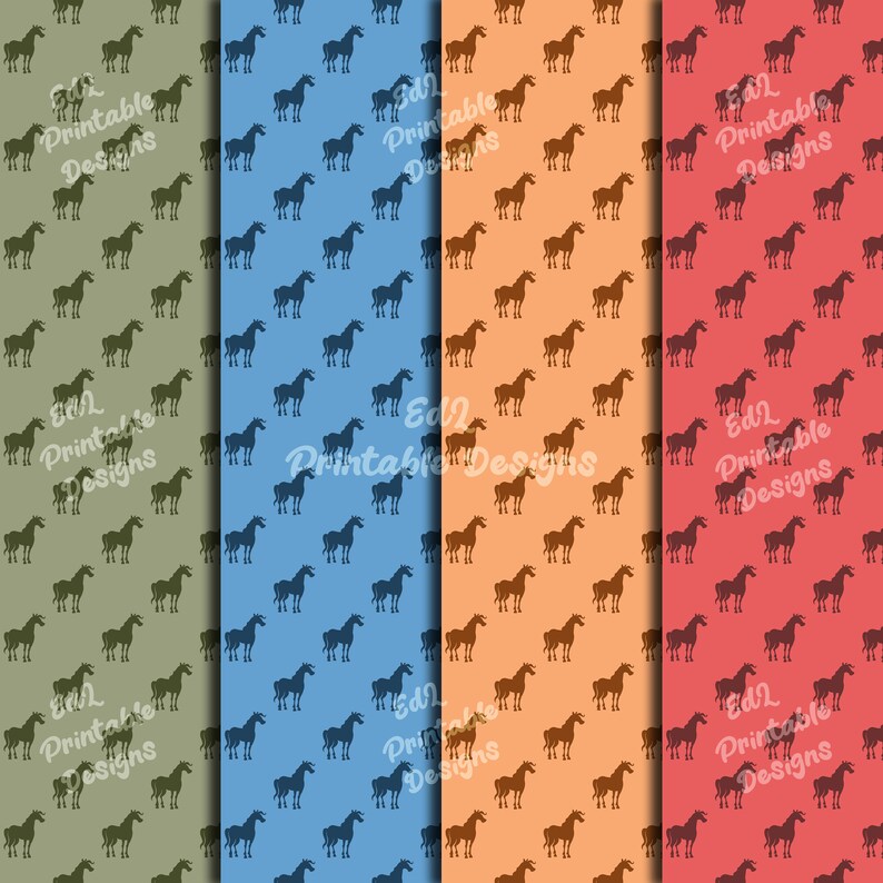 Tinted Horses Digital Paper Pony Printable Background - Etsy