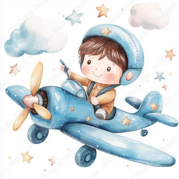 Cute Pilot Cartoon - Etsy