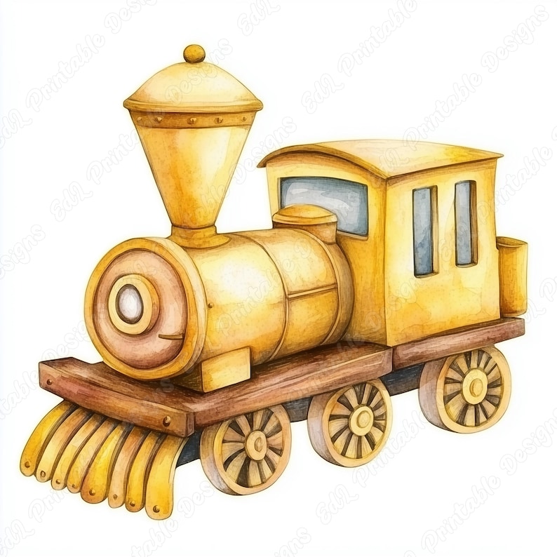 20 Watercolor Toy Train Clip Art, Scrapbook Paper (JPG Digital Download ...