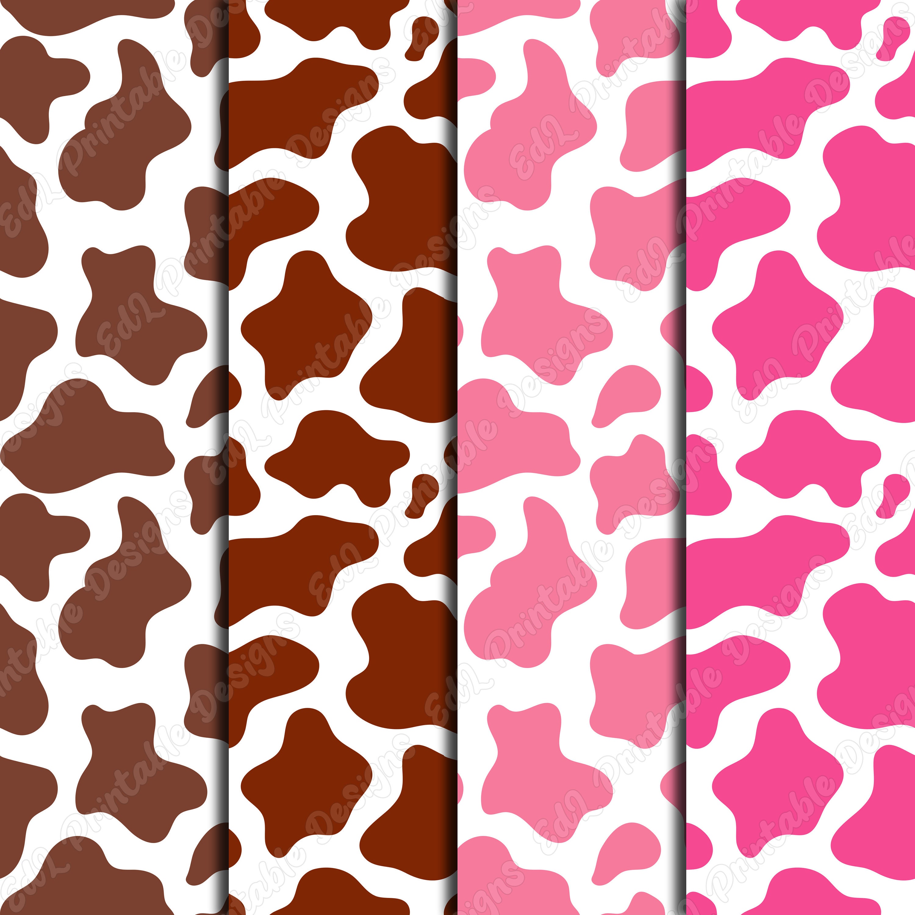 Colorful Cow Print Digital Paper, Animal Print Printable Background ...