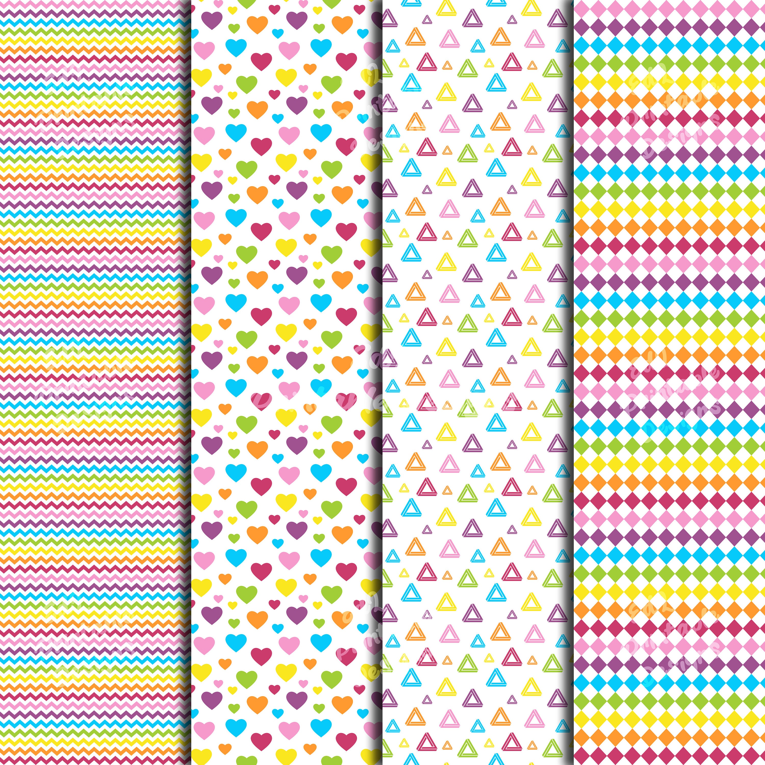 Rainbow Colors Digital Paper, Printable Birthday Party Background ...