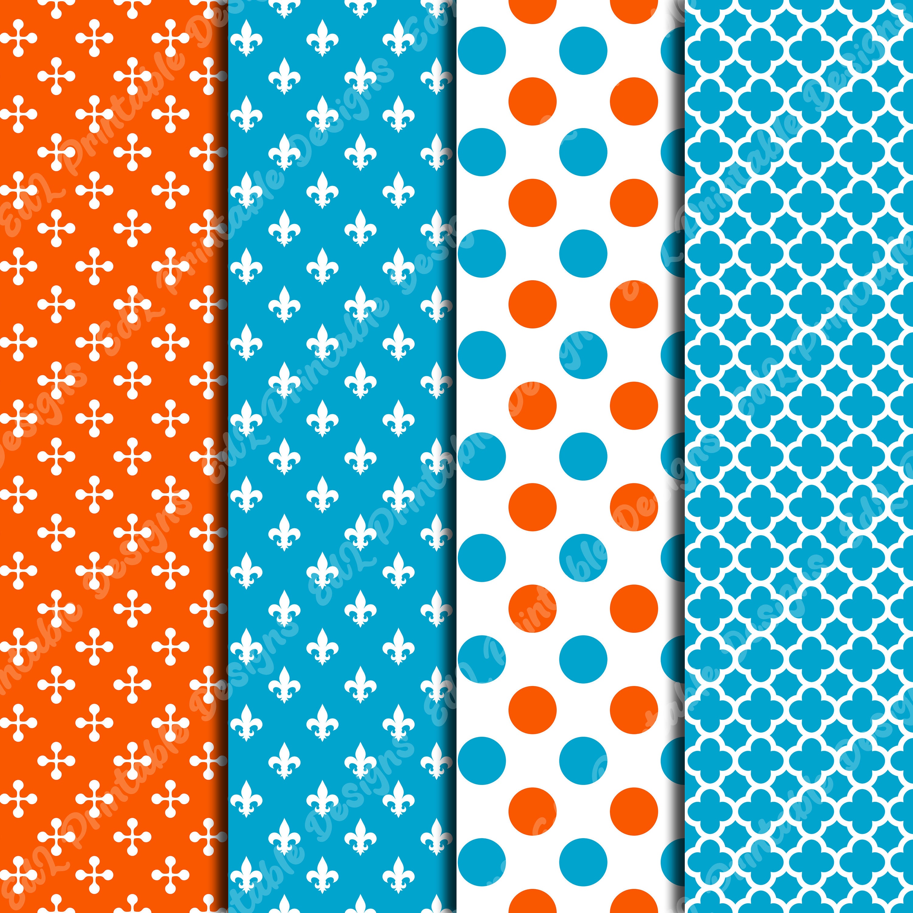 Blue and Orange Colors Digital Paper, Blue and Orange Printable ...