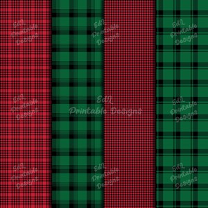 Christmas Buffalo Plaid Digital Paper, Green and Red Printable Xmas ...