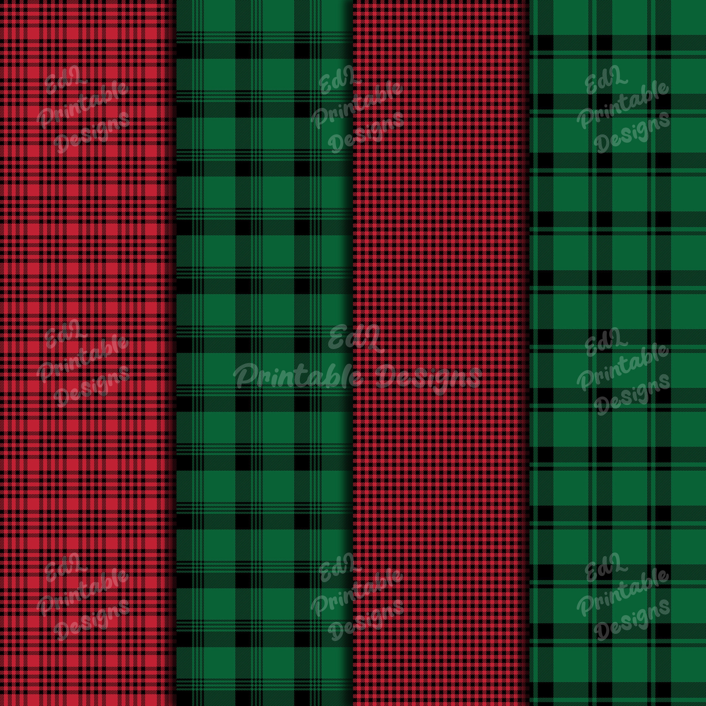 Christmas Buffalo Plaid Digital Paper, Green & Red, Scrapbook (digital ...
