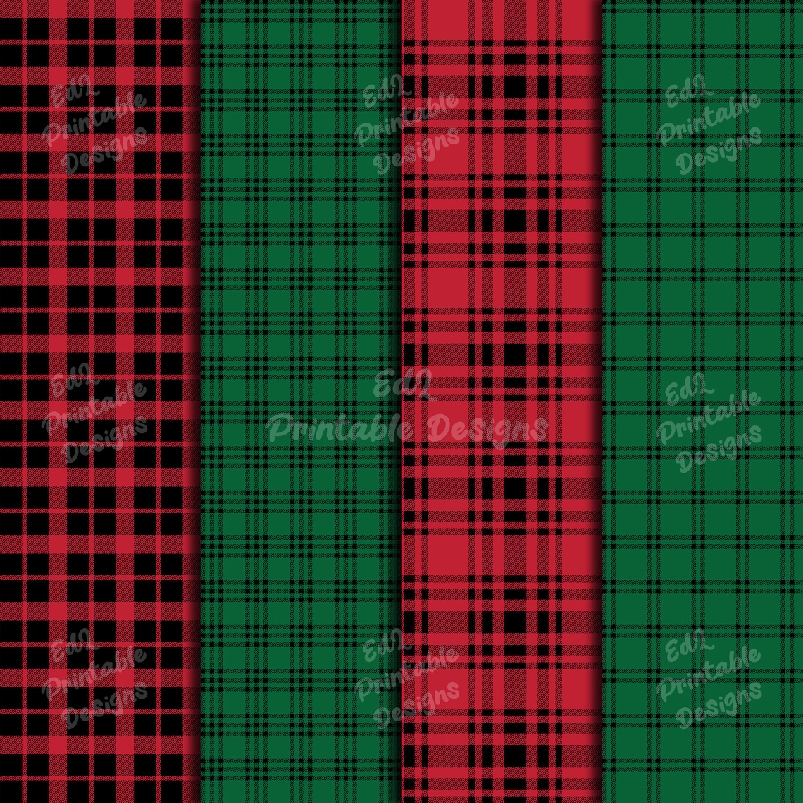 Christmas Buffalo Plaid Digital Paper, Green and Red Printable Xmas ...