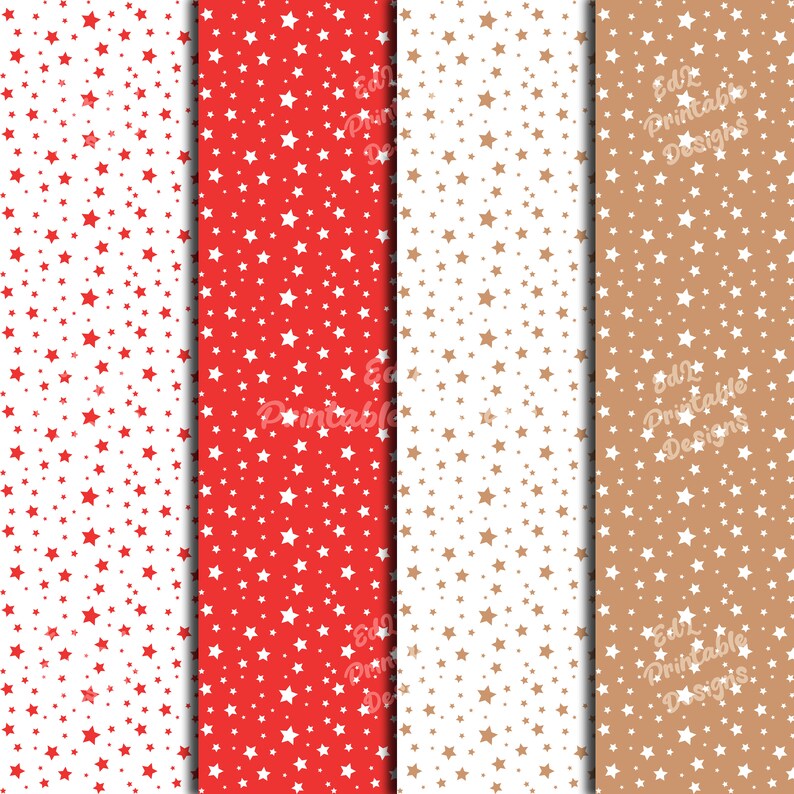 Stars Confetti Digital Paper Pack, Rainbow Colours Printable Background ...