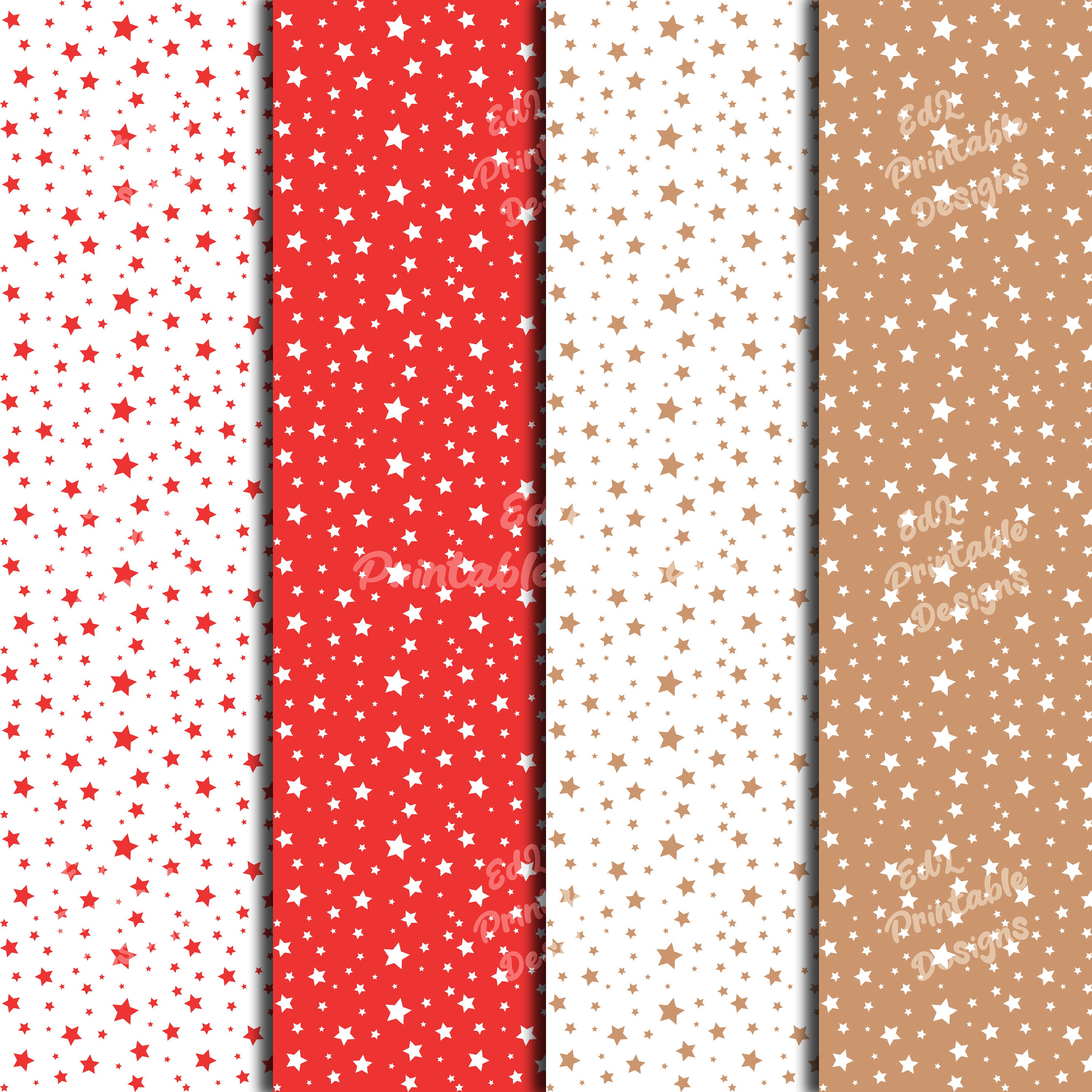 Stars Confetti Digital Paper Pack, Rainbow Colours Printable Background ...