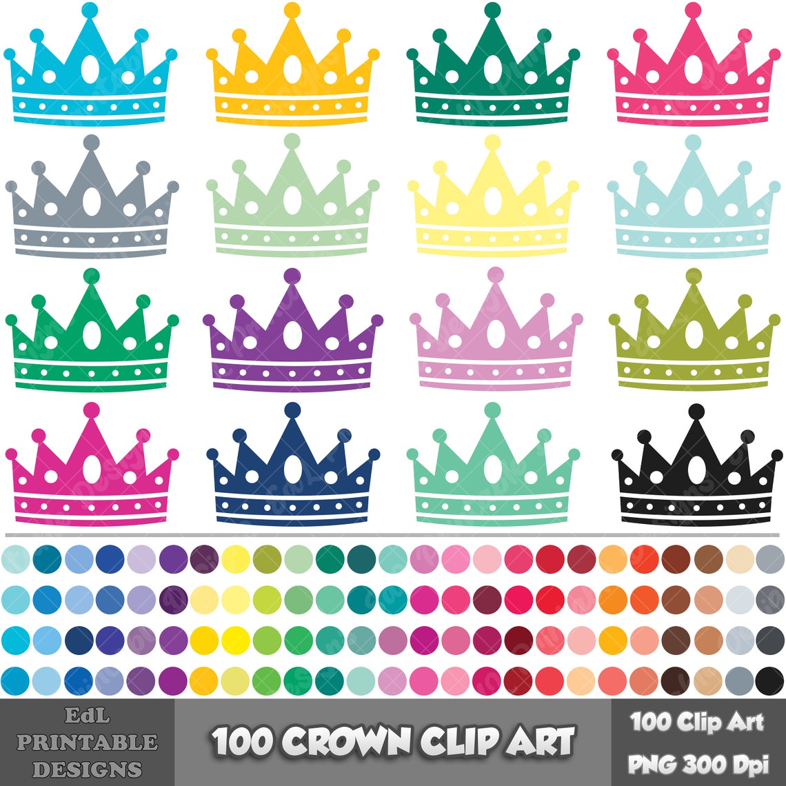100 Solid Color Crown Clip Art, Prince and Princess Png, Royal King and ...