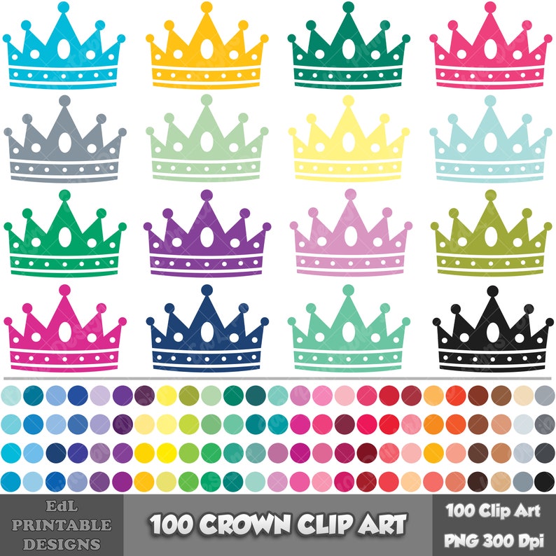 100 Solid Color Crown Clip Art, Prince and Princess Png, Royal King and ...