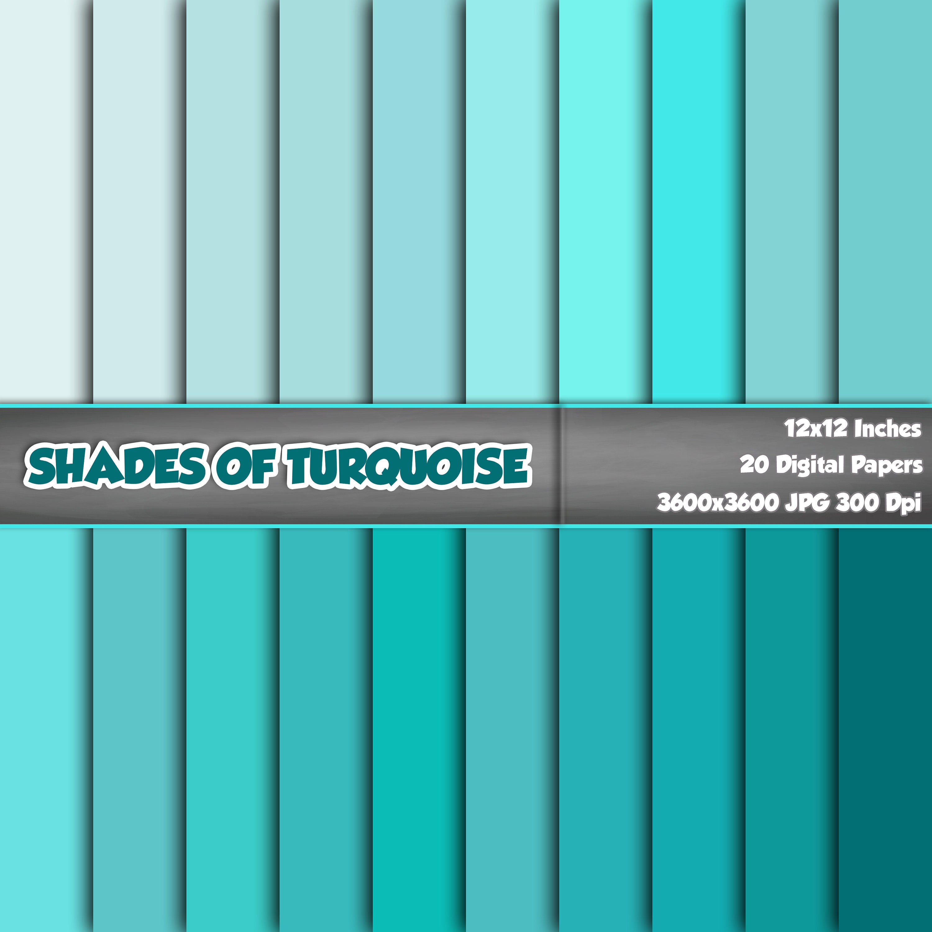 Shades of Turquoise Digital Paper Pack, Printable Turquoise Background ...