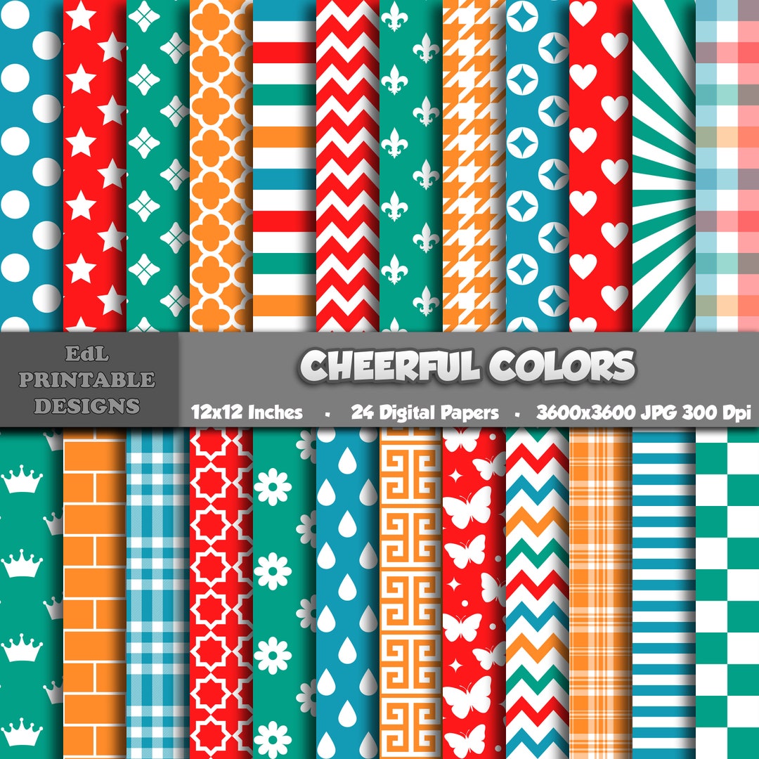 Cheerful Colors Digital Paper, Happy Birthday Printable Background ...