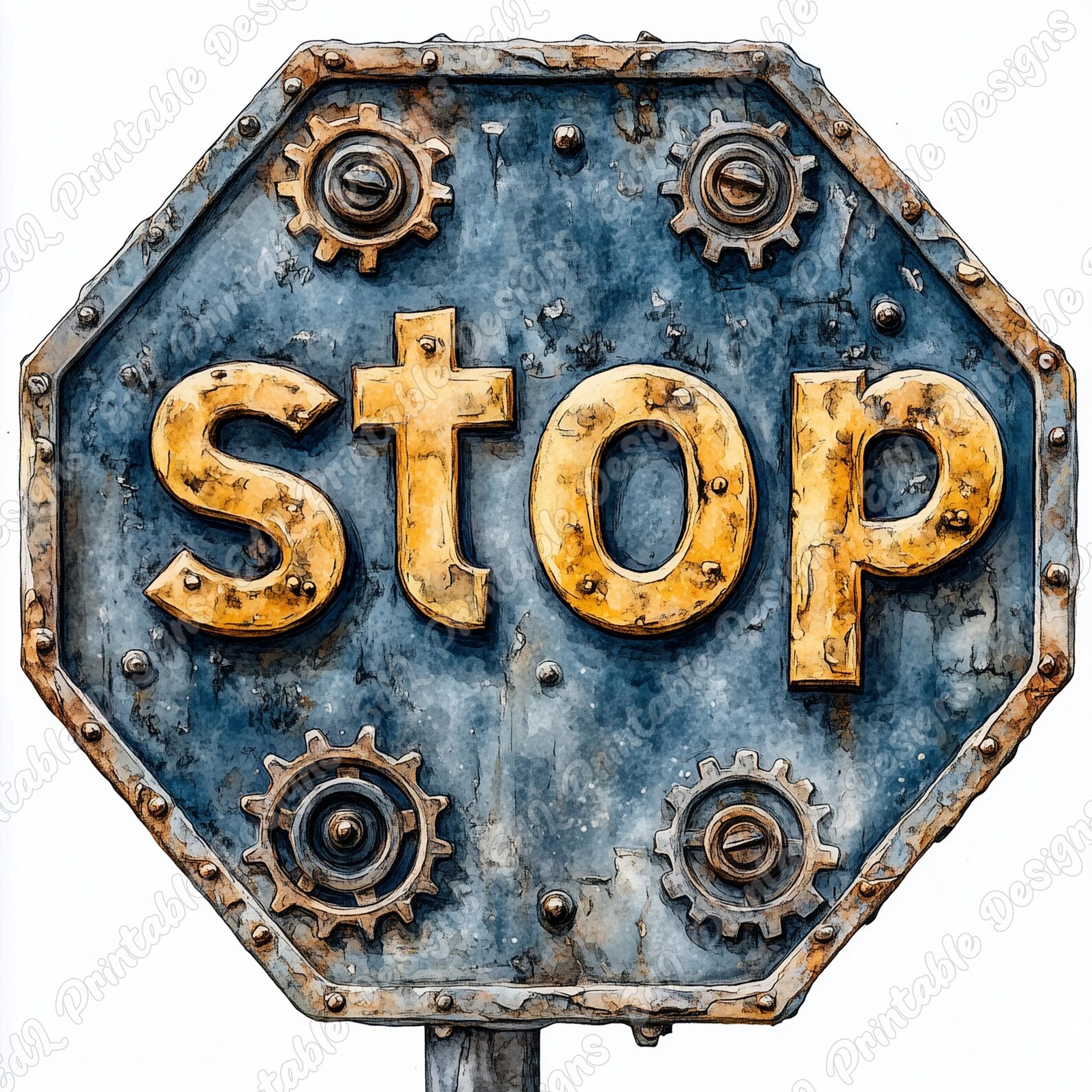 Grunge Stop Sign Clipart, Shabby Chic, Scrapbook Paper (digital ...