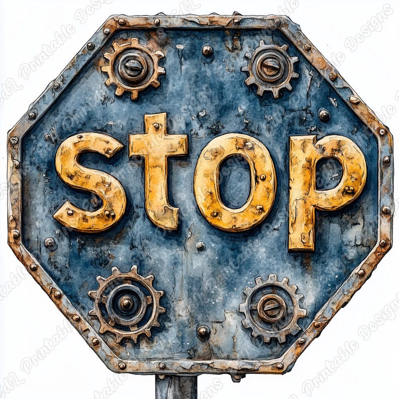 Grunge Stop Sign Clipart, Shabby Chic, Scrapbook Paper (digital ...