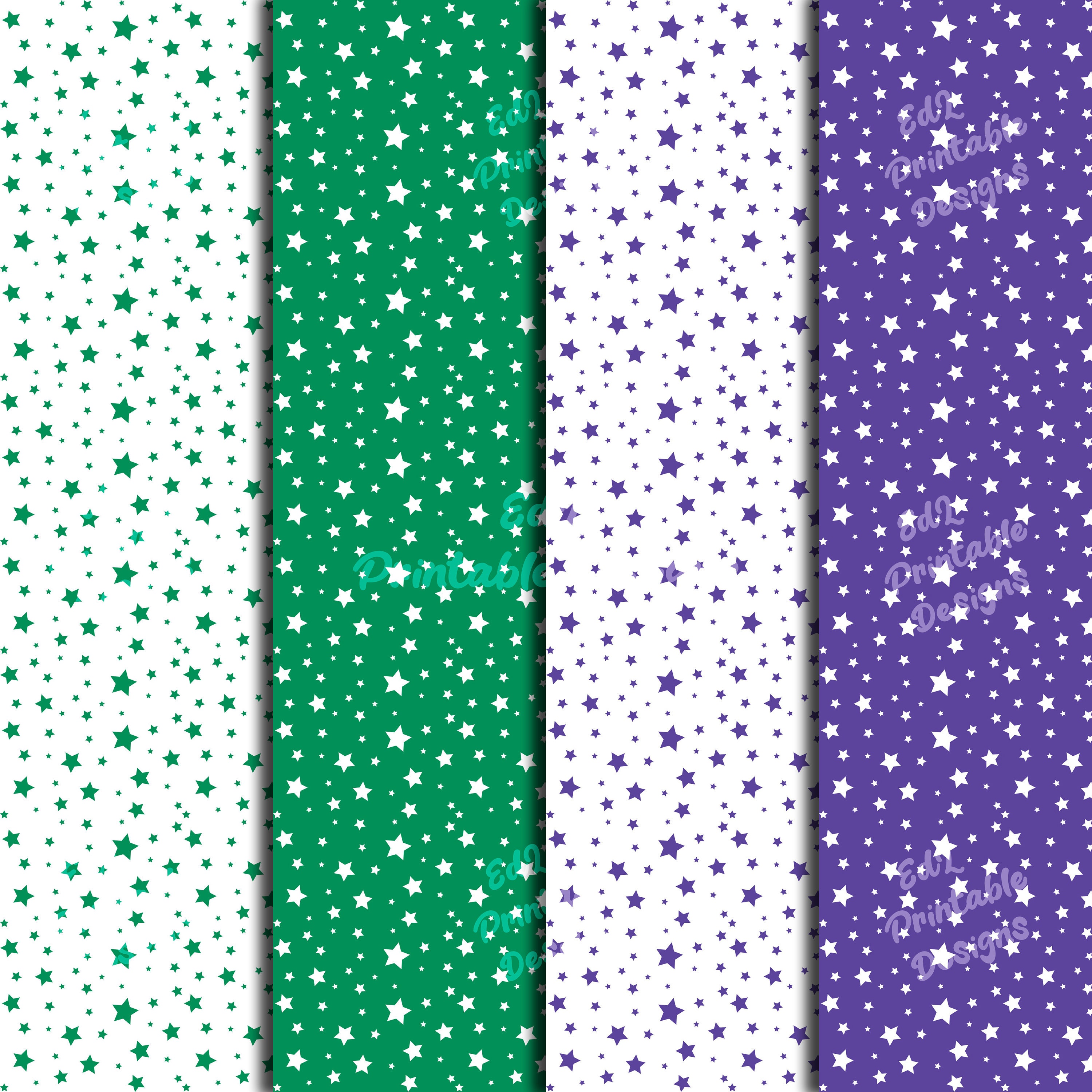 Stars Confetti Digital Paper Pack, Rainbow Colours Printable Background ...