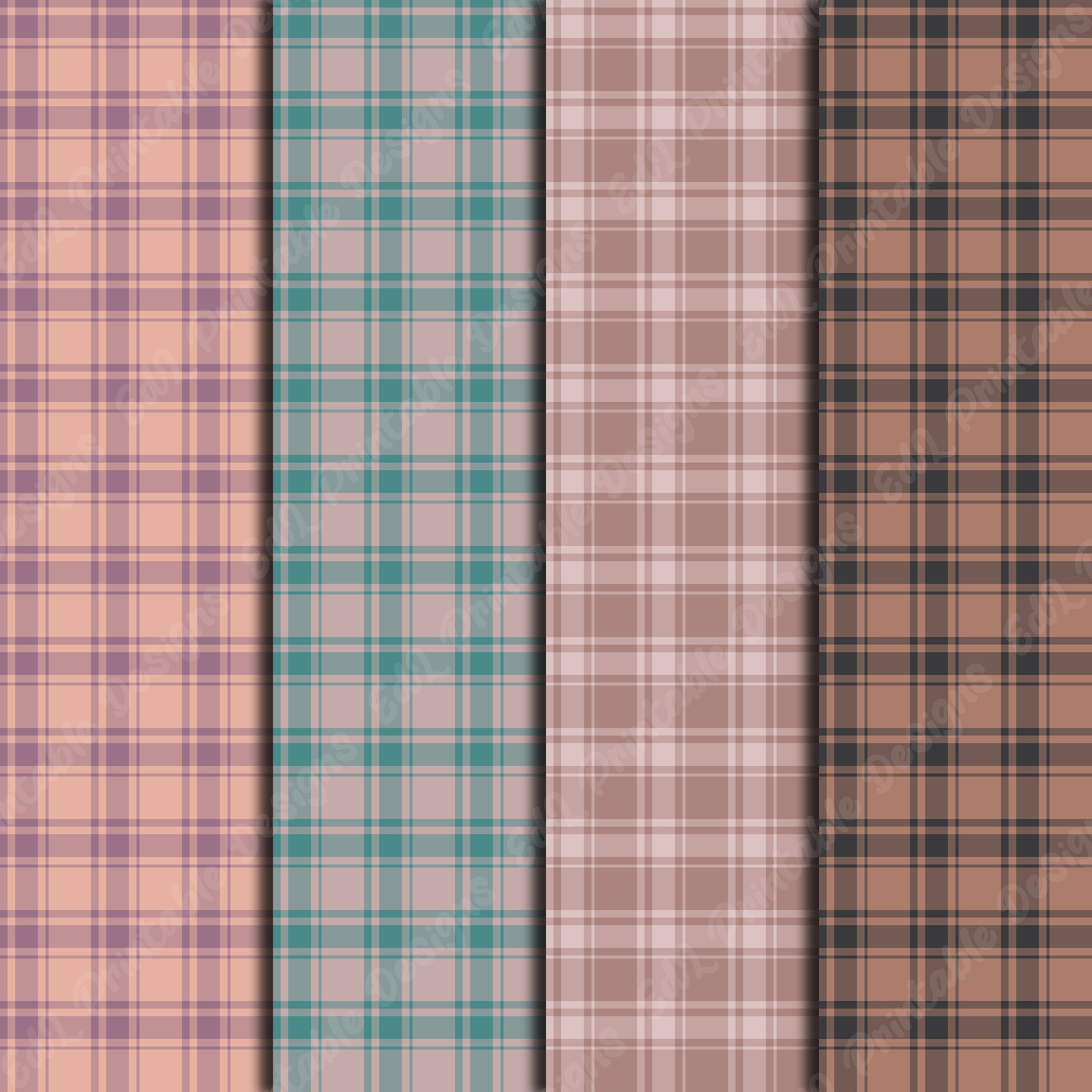 Soft Color Tartan Digital Papers, Boho Flannel, Plaid, Gingham ...