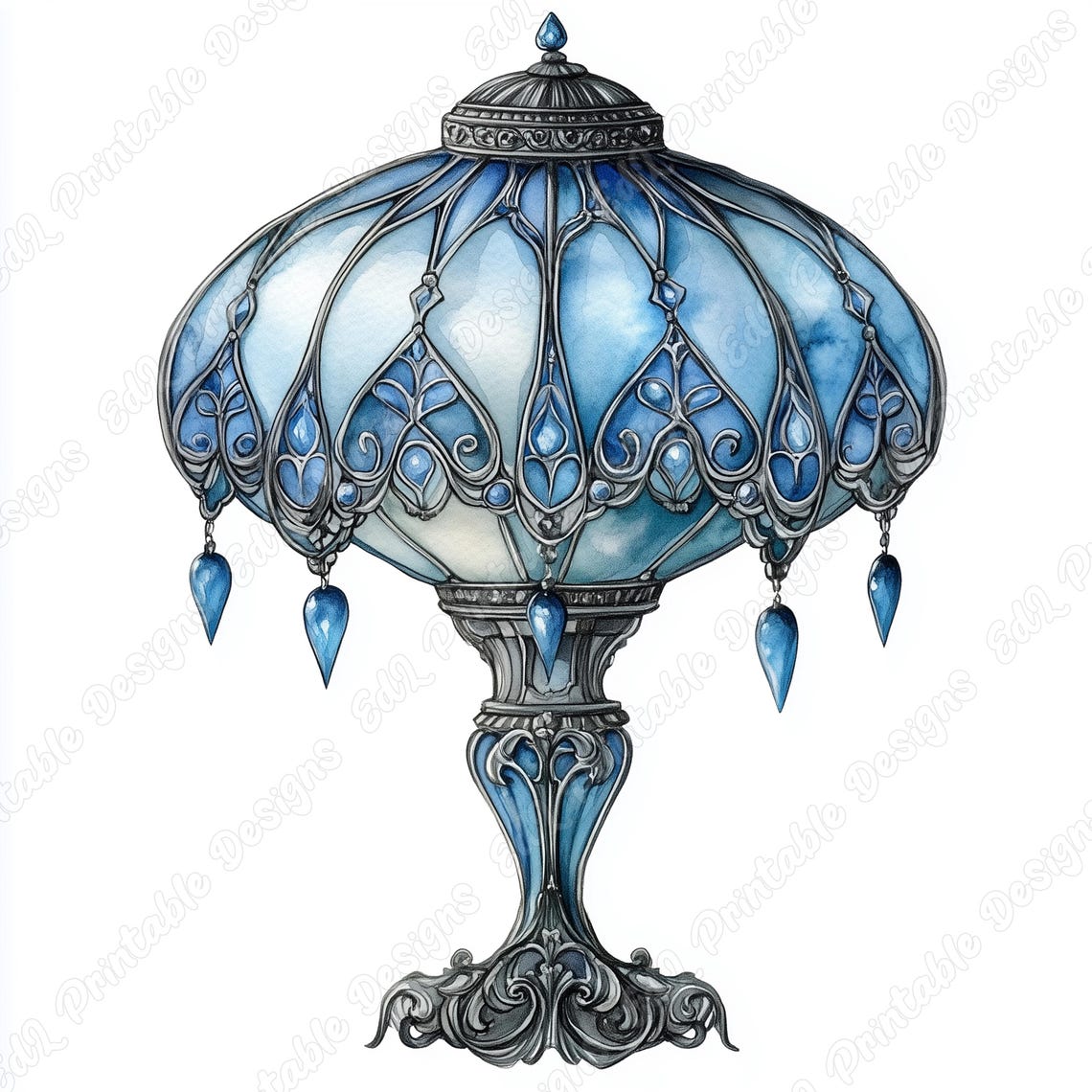 Victorian Lamp Clipart, Watercolor Antique Bedside Lamps Images ...