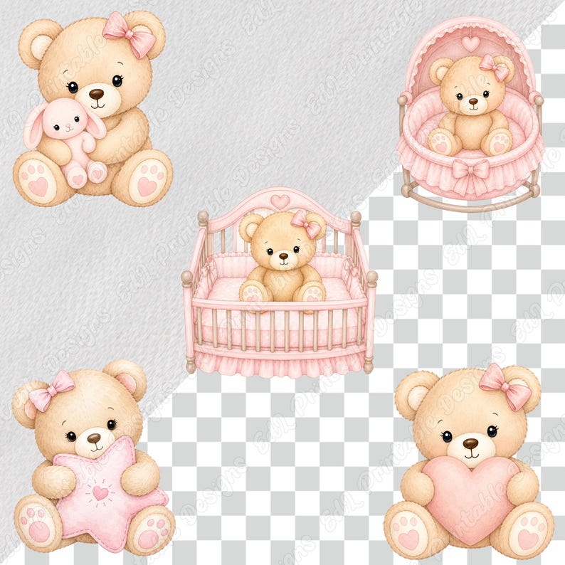 Ours en peluche rose PNG Clipart, baby shower girl, image de chambre d ...