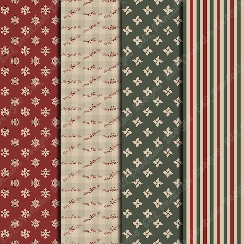 Christmas Digital Paper Pack, Seamless Red Green Patterns (digital ...