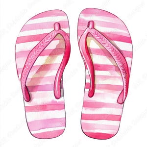 20 Watercolor Flip Flop Clip Art, Beach Slipper Printable Images ...