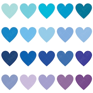 100 Solid Color Heart Clip Art, Rainbow Colorful Love Clipart ...
