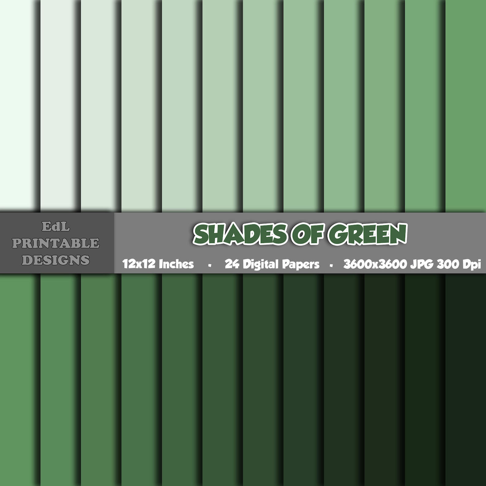 Shades of Green Digital Paper, Printable Green Solid Colors Background ...