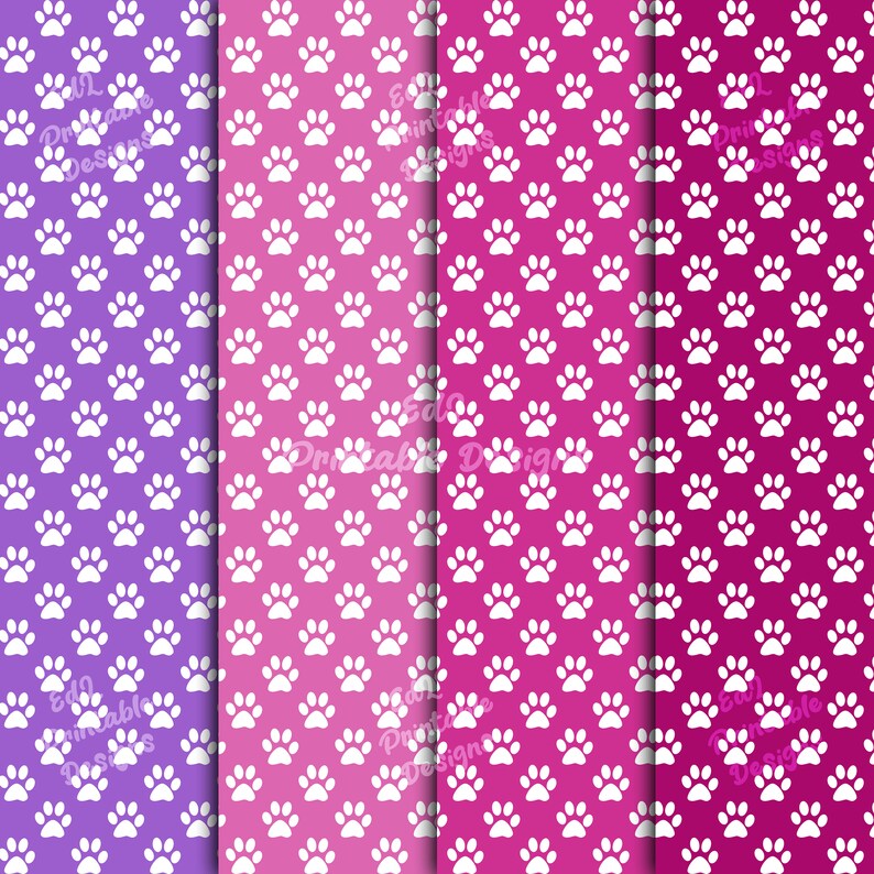 Paw Print Digital Paper Pack Animal Paw Printable Background - Etsy